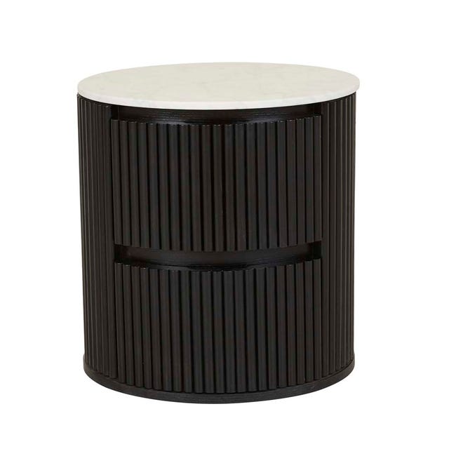 Benjamin Ripple Marble Round Bedside, Matt White Marble/Natural Ash - GlobeWest Perth Stockist ...