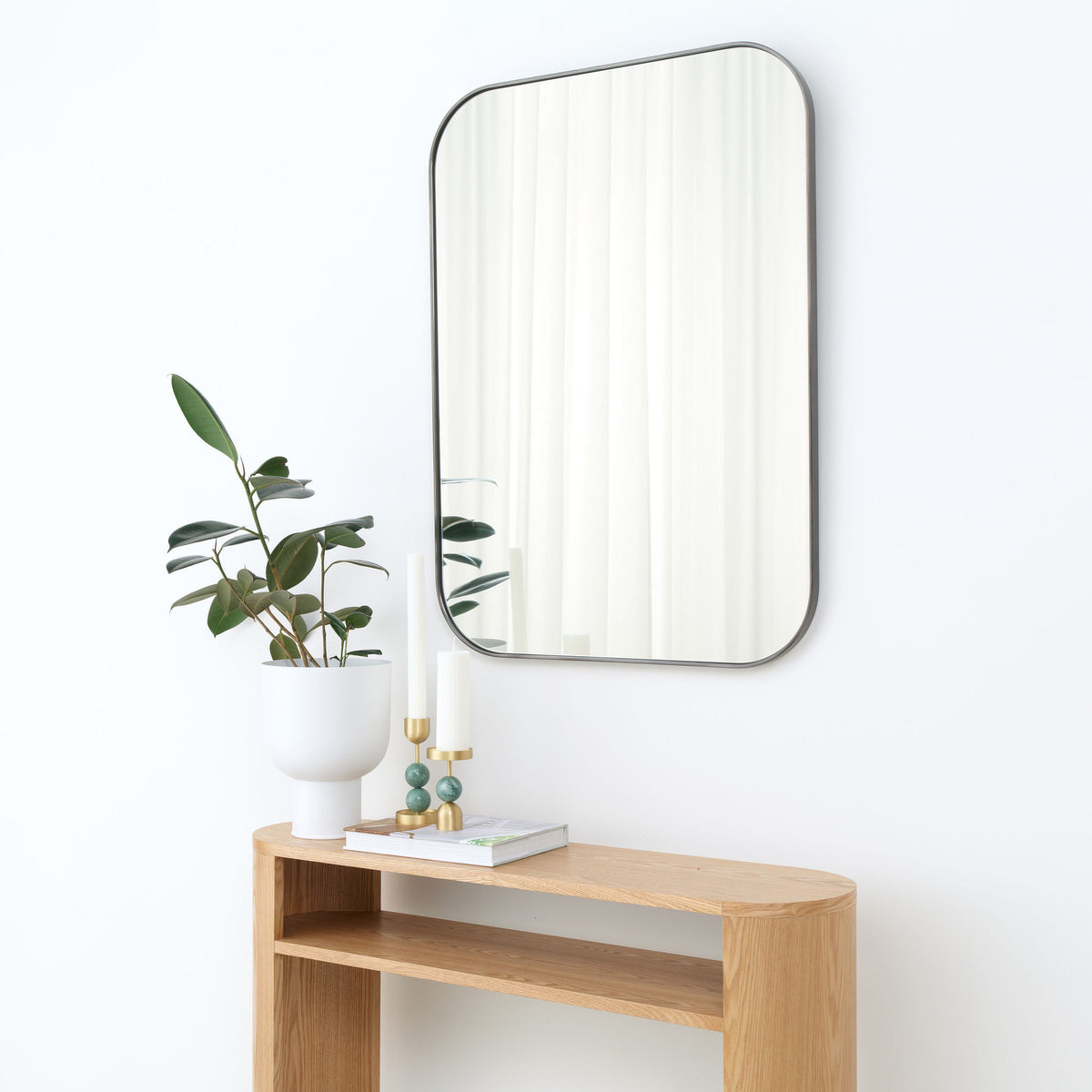Studio Slim Rectangle Curve Mirror, Gunmetal - Rectangle Mirrors ...