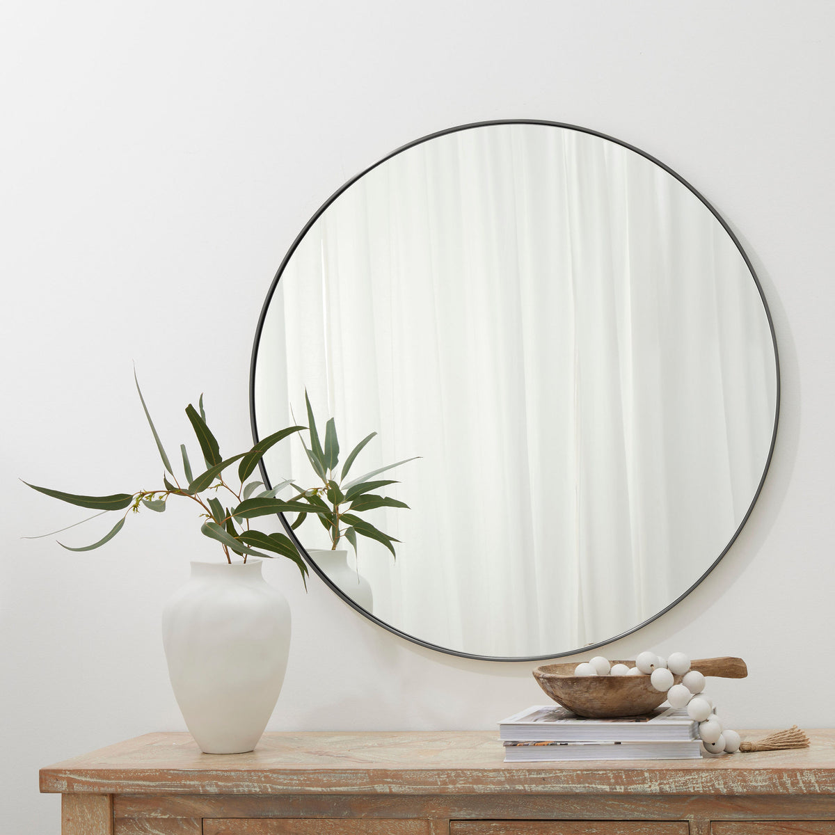 Studio Round Mirror, Gunmetal - 90cm - Round Mirrors + Delivery ...