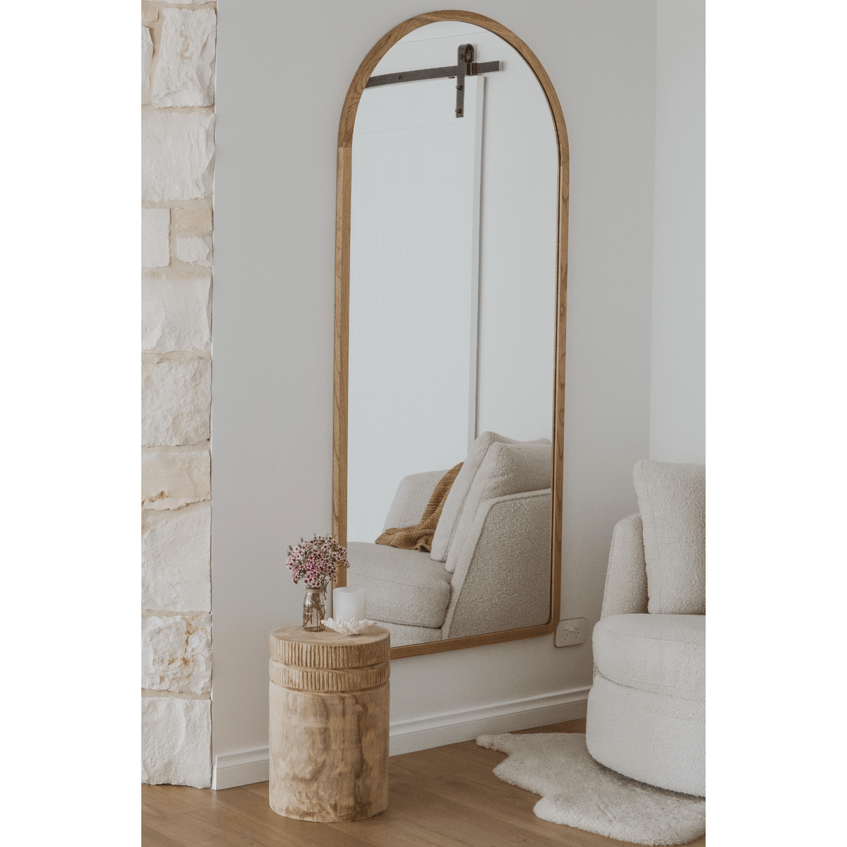 Arch Floor Mirror, Wood - Australian Mirrors + Delivery Australia-Wide ...