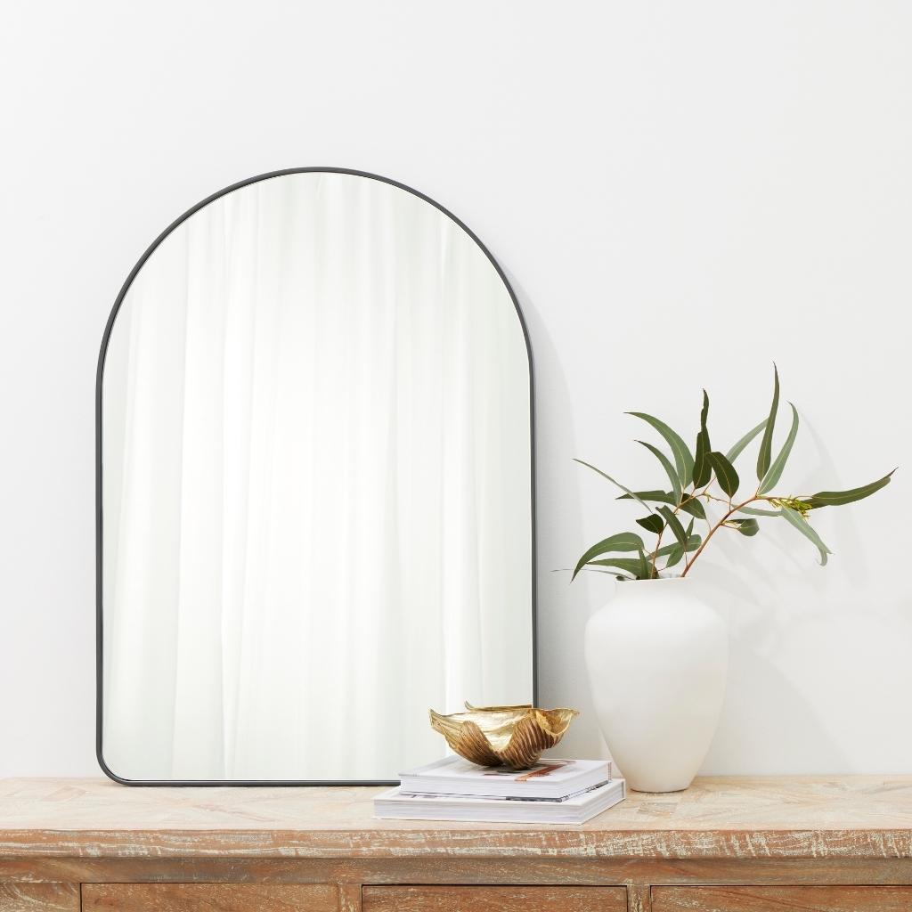 Studio Slim Wall Arch Mirror, Gunmetal - Arch Mirrors + Delivery ...