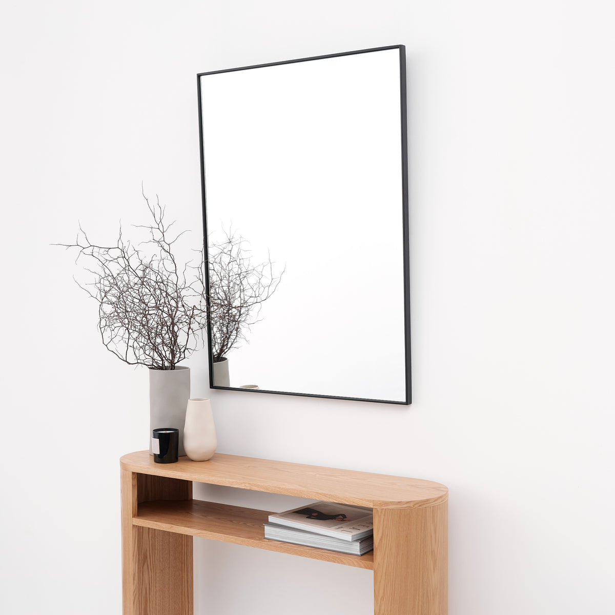 Studio Slim Rectangle Straight Mirror, Black - Rectangle Mirrors ...